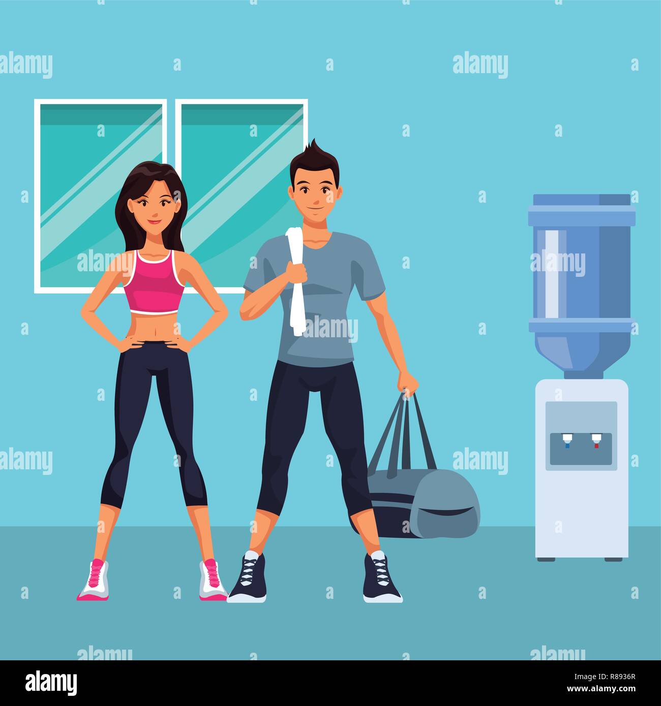Man woman gym couple muscular Stock Vector Images - Alamy