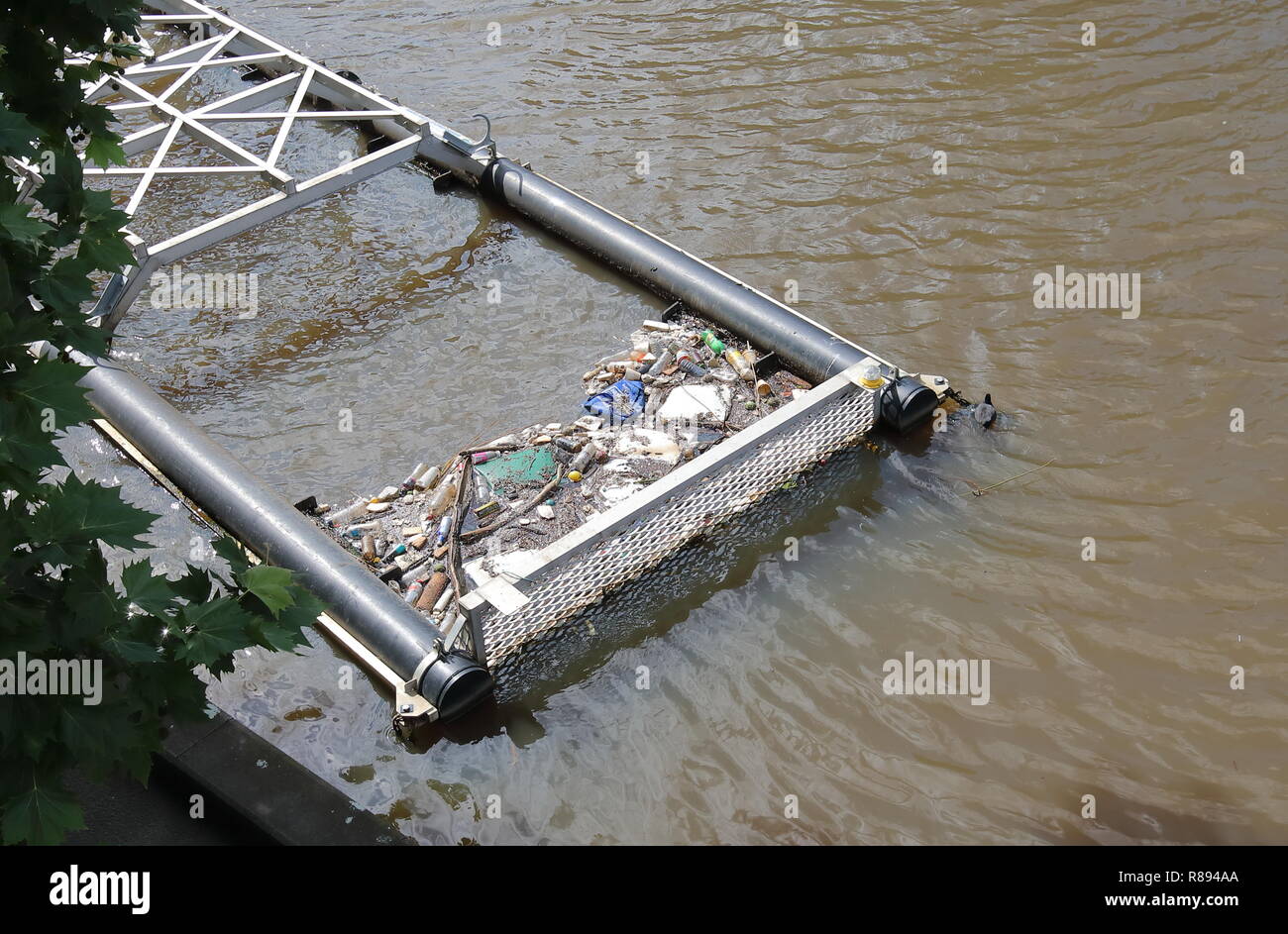 River cleaning equipment on Yarra river in Melbourne Australia Stock ...