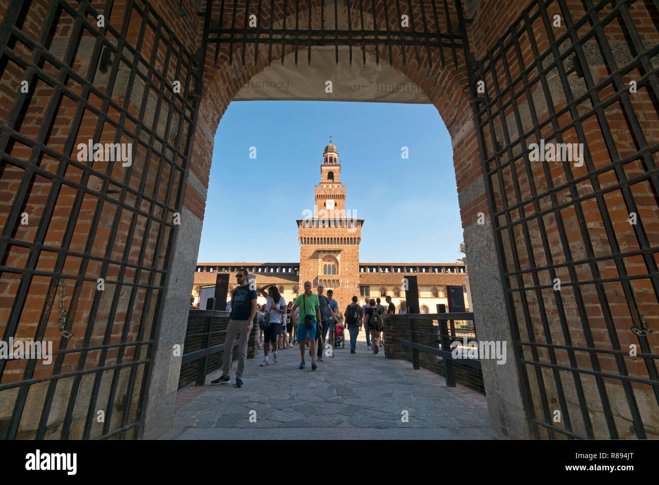 Horizontal view inside Sforza castle in Milan, Italy Stock Photo - Alamy