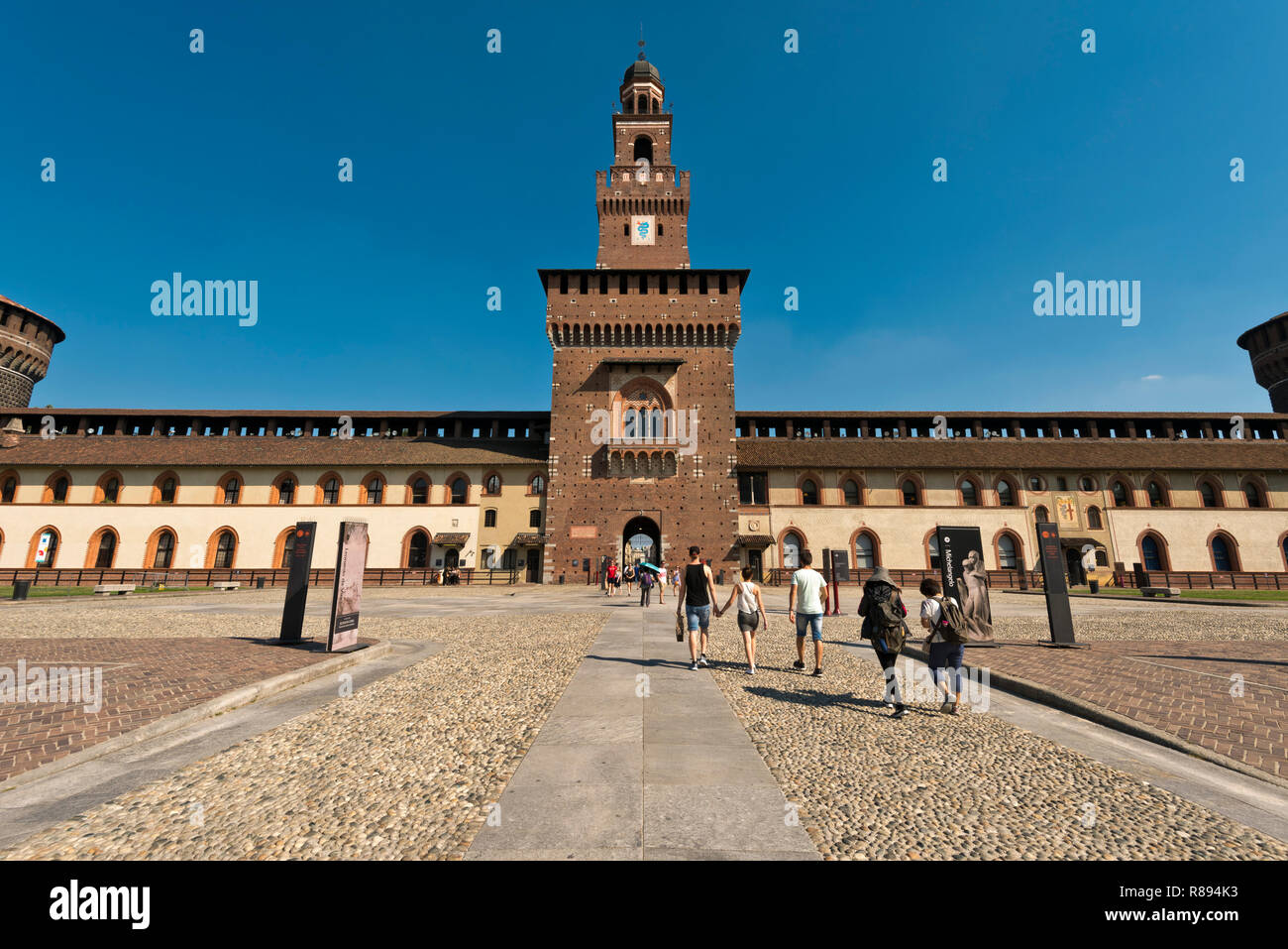 Horizontal view inside Sforza castle in Milan, Italy Stock Photo - Alamy