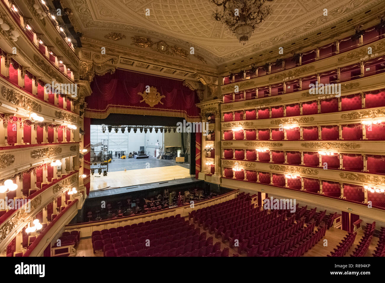 Horizontal view inside La Scala in Milan, Italy Stock Photo - Alamy
