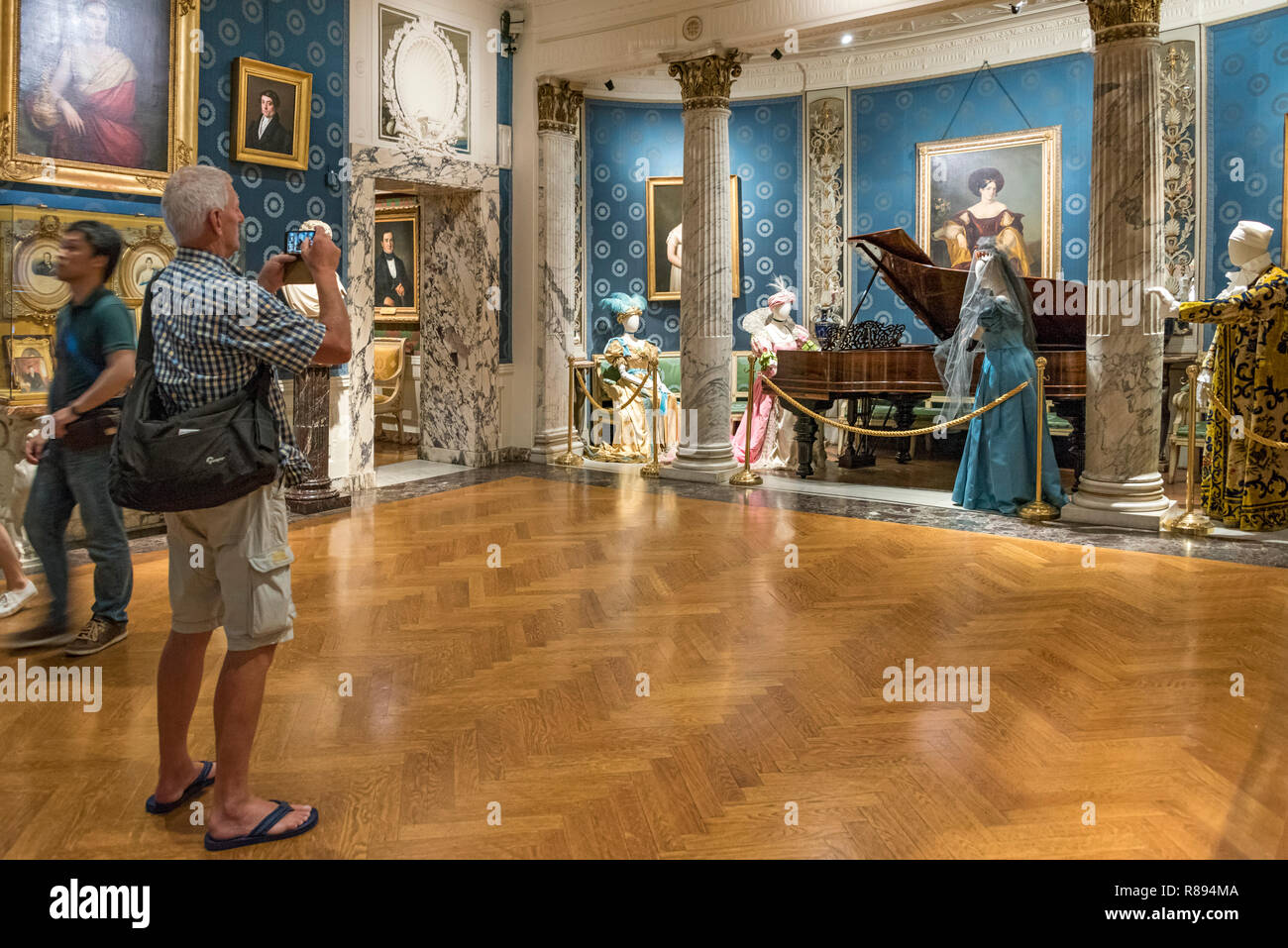 Horizontal view of a tourist inside the Scala museum in Milan, Italy ...