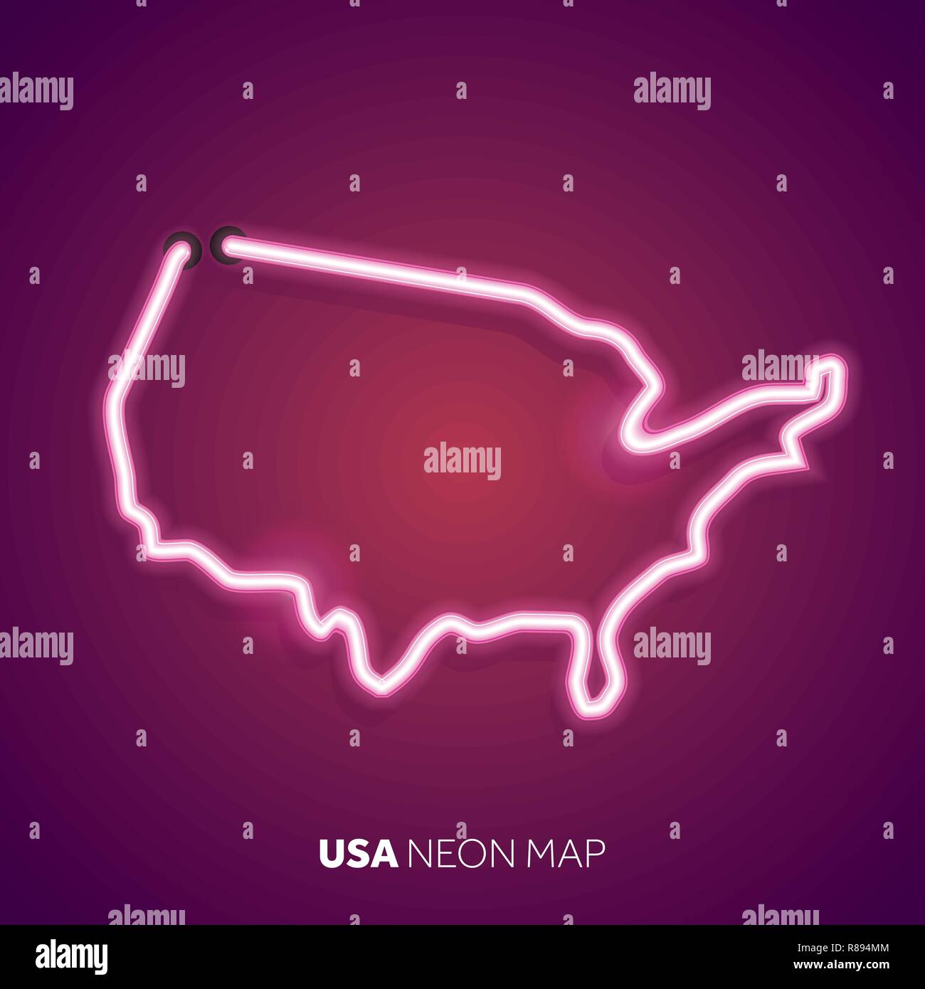 Neon map usa Stock Vector Images - Alamy