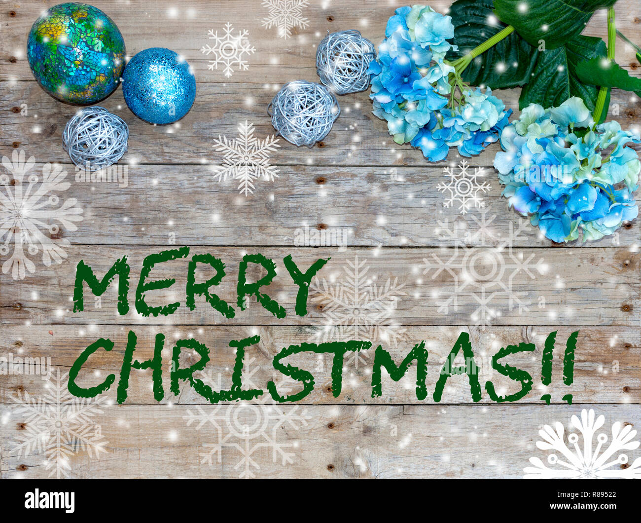 Christmas postcard frame with whit wood background. For greeting card ...