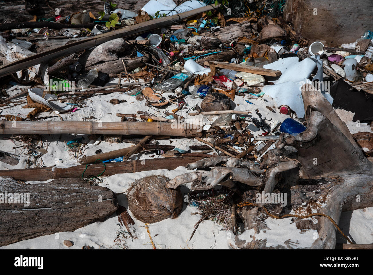 rubbish covered beach in archipelago of Bacuit in Philippines Stock ...