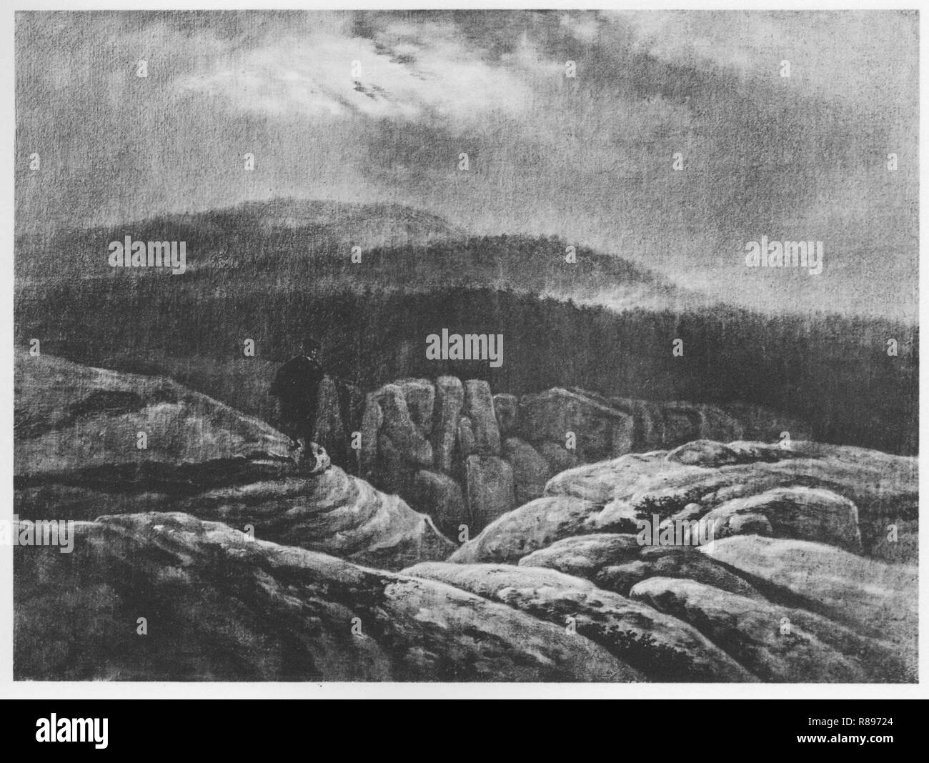 Carl Gustav Carus Wanderer in nächtlicher Felsenlandschaft Stock Photo ...