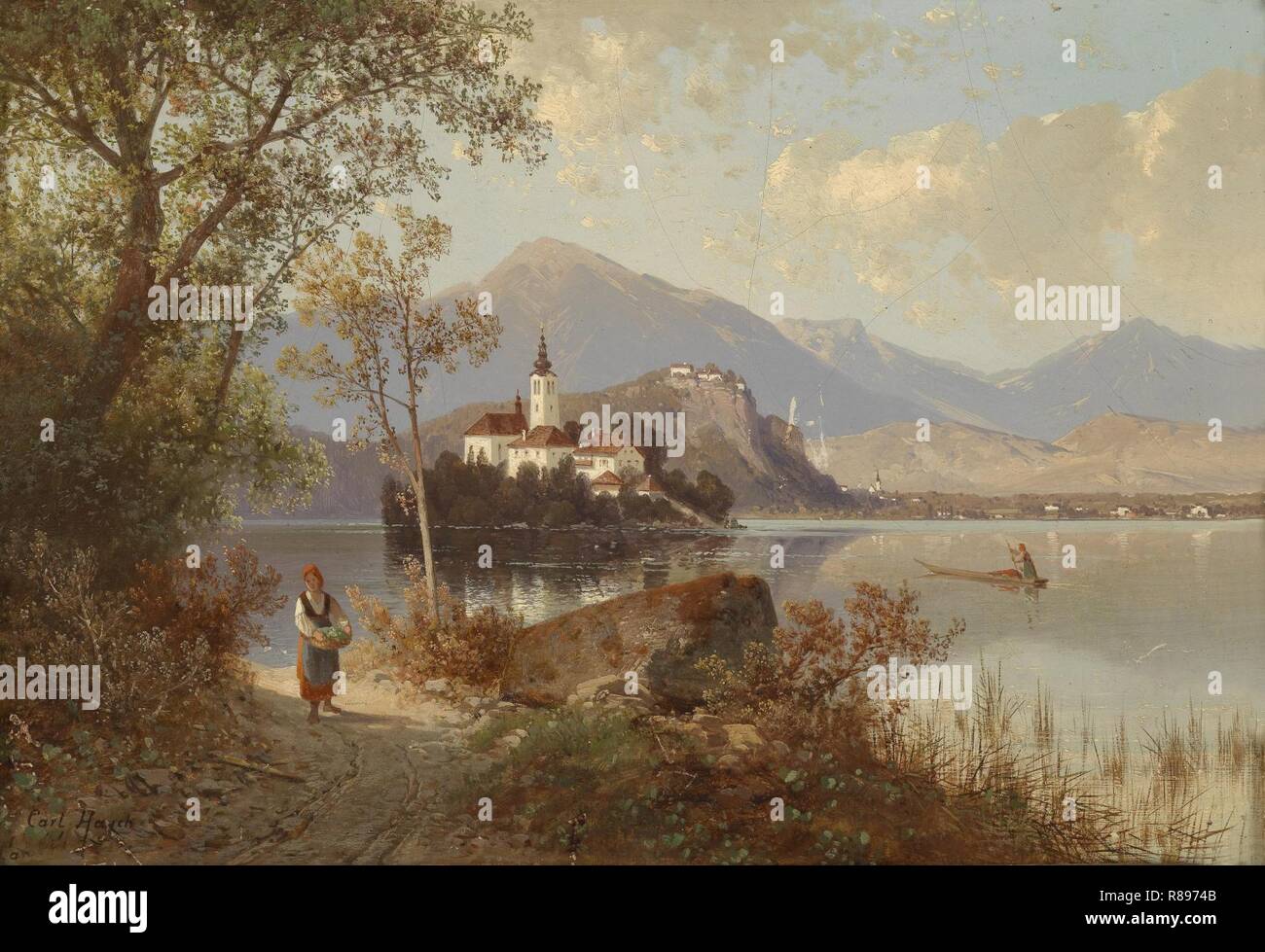 Carl Hasch Blick auf den Bleder See Stock Photo - Alamy