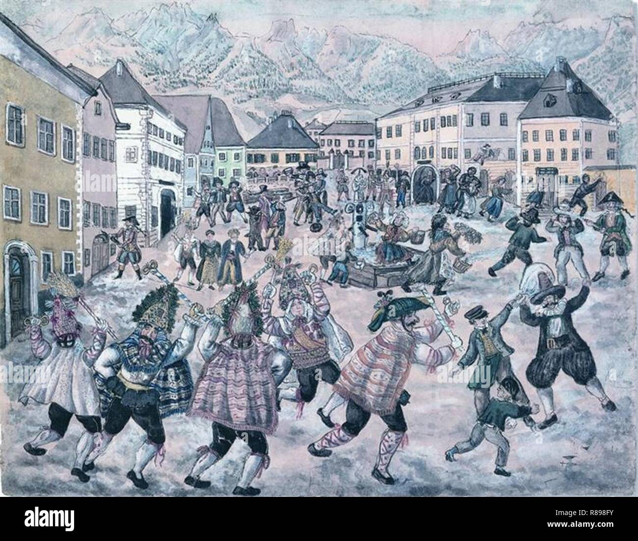 Carl von Lutterotti Imster Schemenlaufen c1830 Stock Photo - Alamy