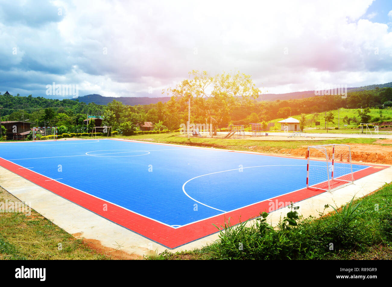 futsal field or football field sport outdoor white line circle center ...