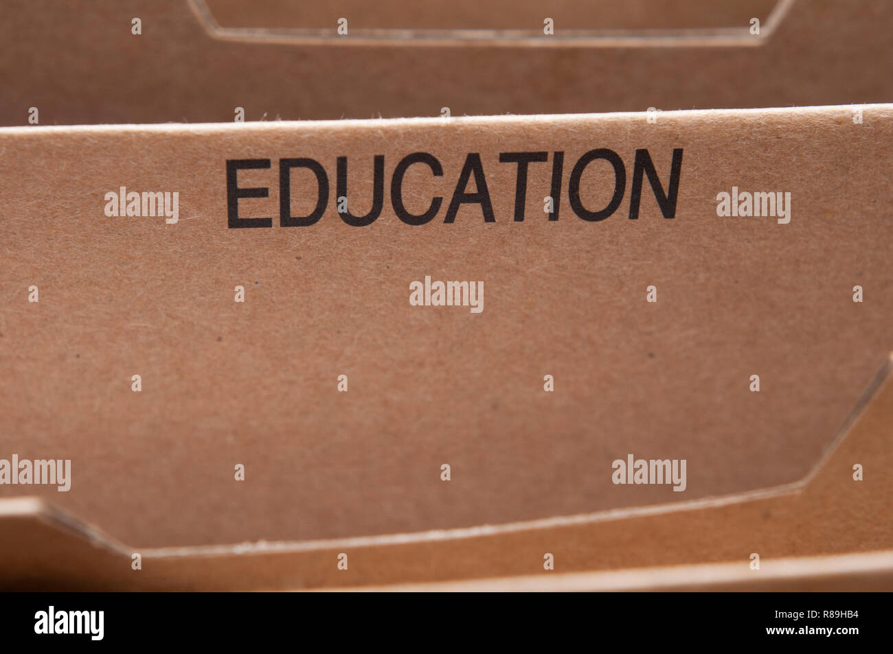 Education section tab in folding file Stock Photo - Alamy