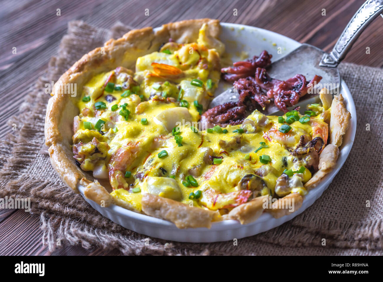 Seafood pie with saffron cream sauce Stock Photo - Alamy