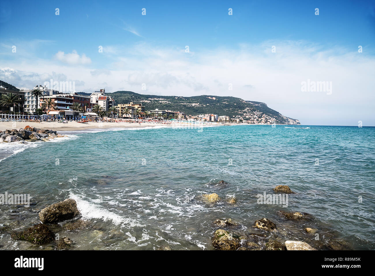 Scenic view of Pietra Ligure, Liguria, Italian Riviera Stock Photo - Alamy