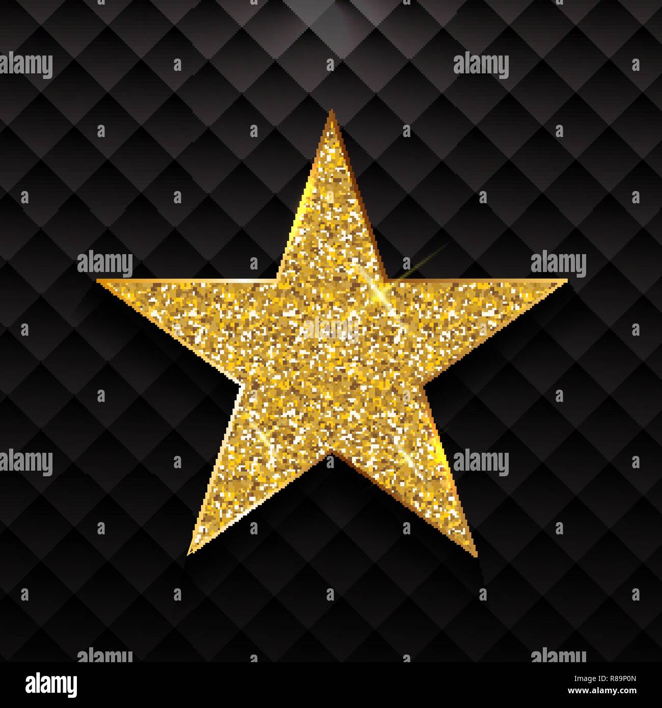 Gold shiny stars symbol black Stock Vector Images - Alamy