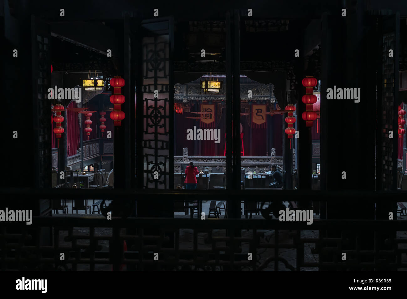 Chongquing guild hall interior with red lanterns Stock Photo - Alamy