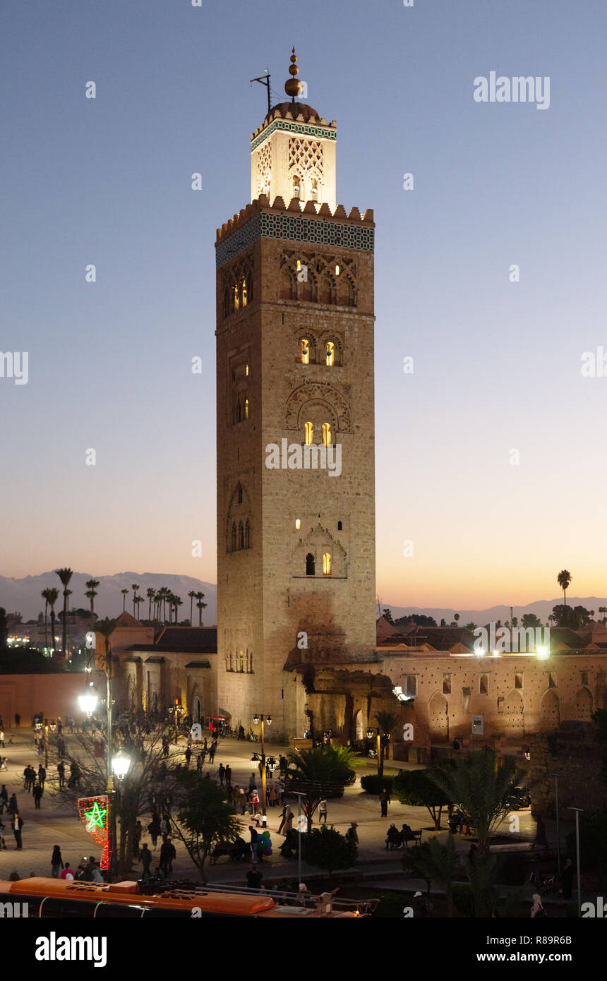 Koutoubia Mosque Marrakech Morocco, at sunset, Marrakesh Morocco North ...