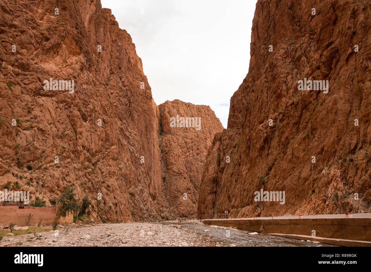 Morocco, Todra Gorge, road in deep gorge beside Todra River Stock Photo ...