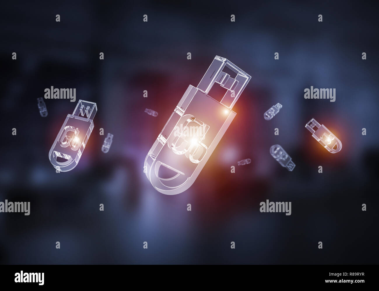 Concept of information storage and security with flash stick ico Stock ...