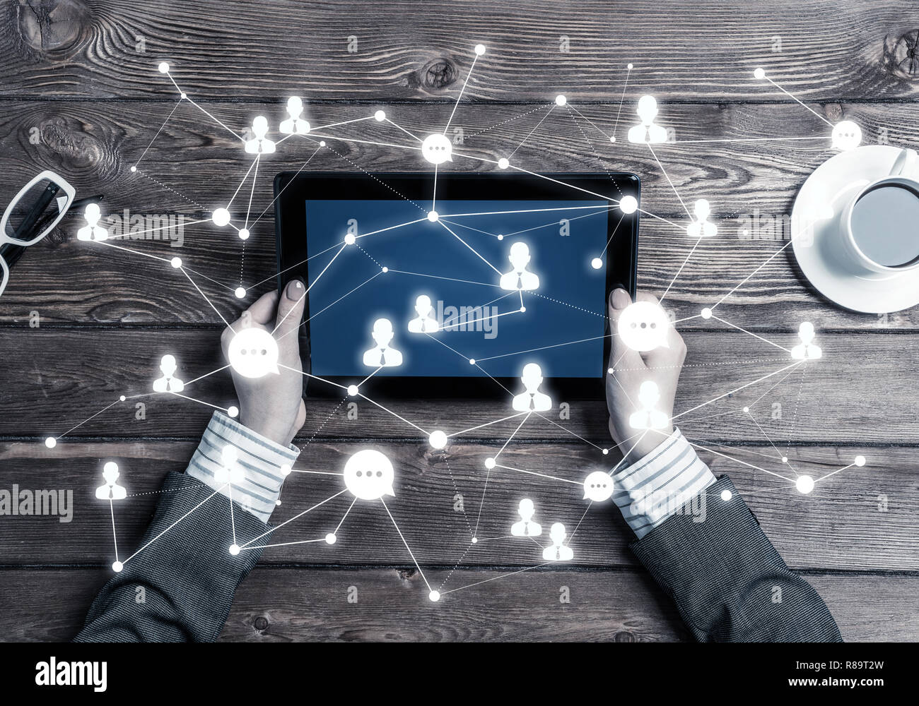 Concept of social communication and networking with social conne Stock ...