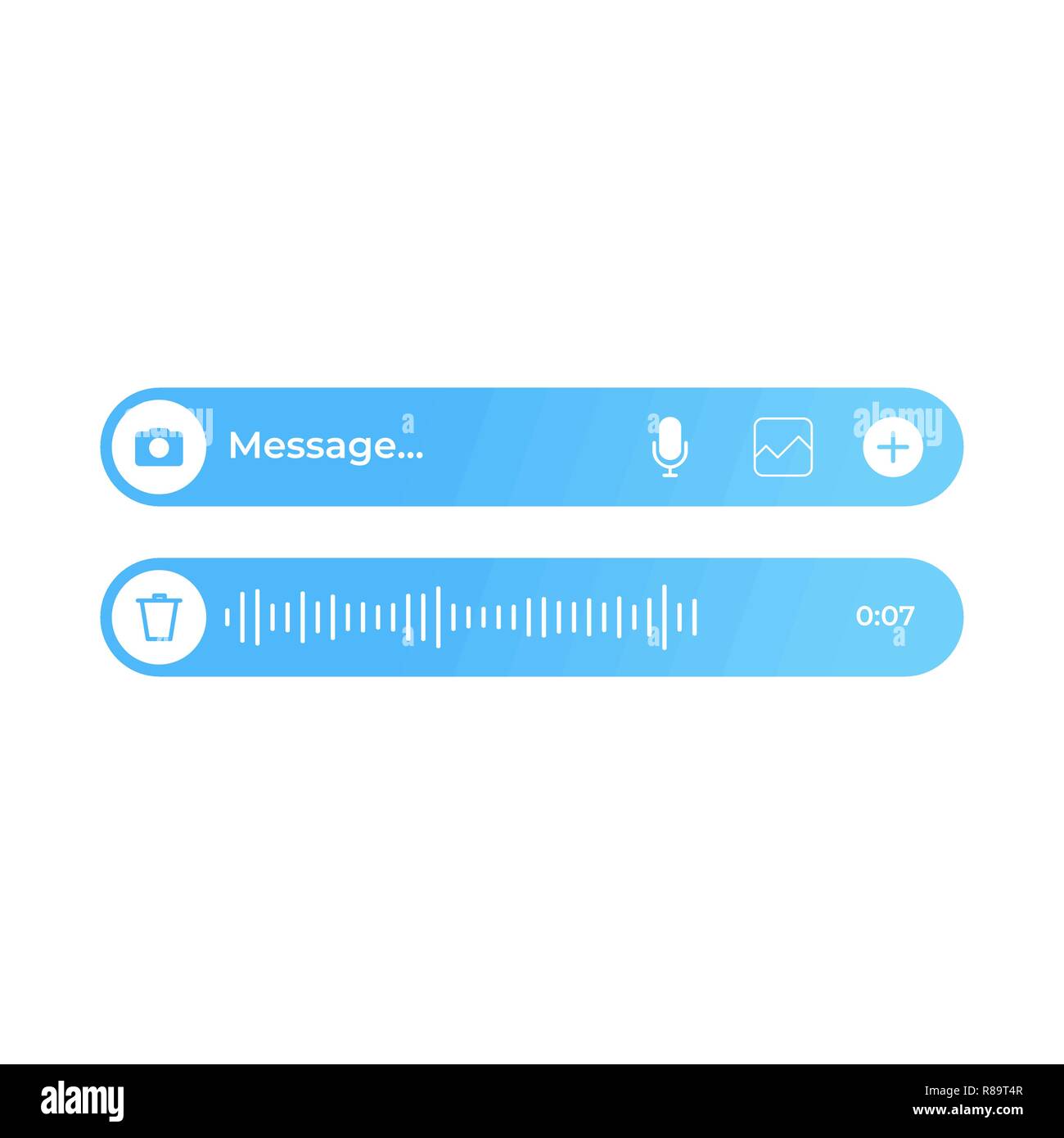 Modern text and voice message ui. Messenger textbox and audio waveform ...