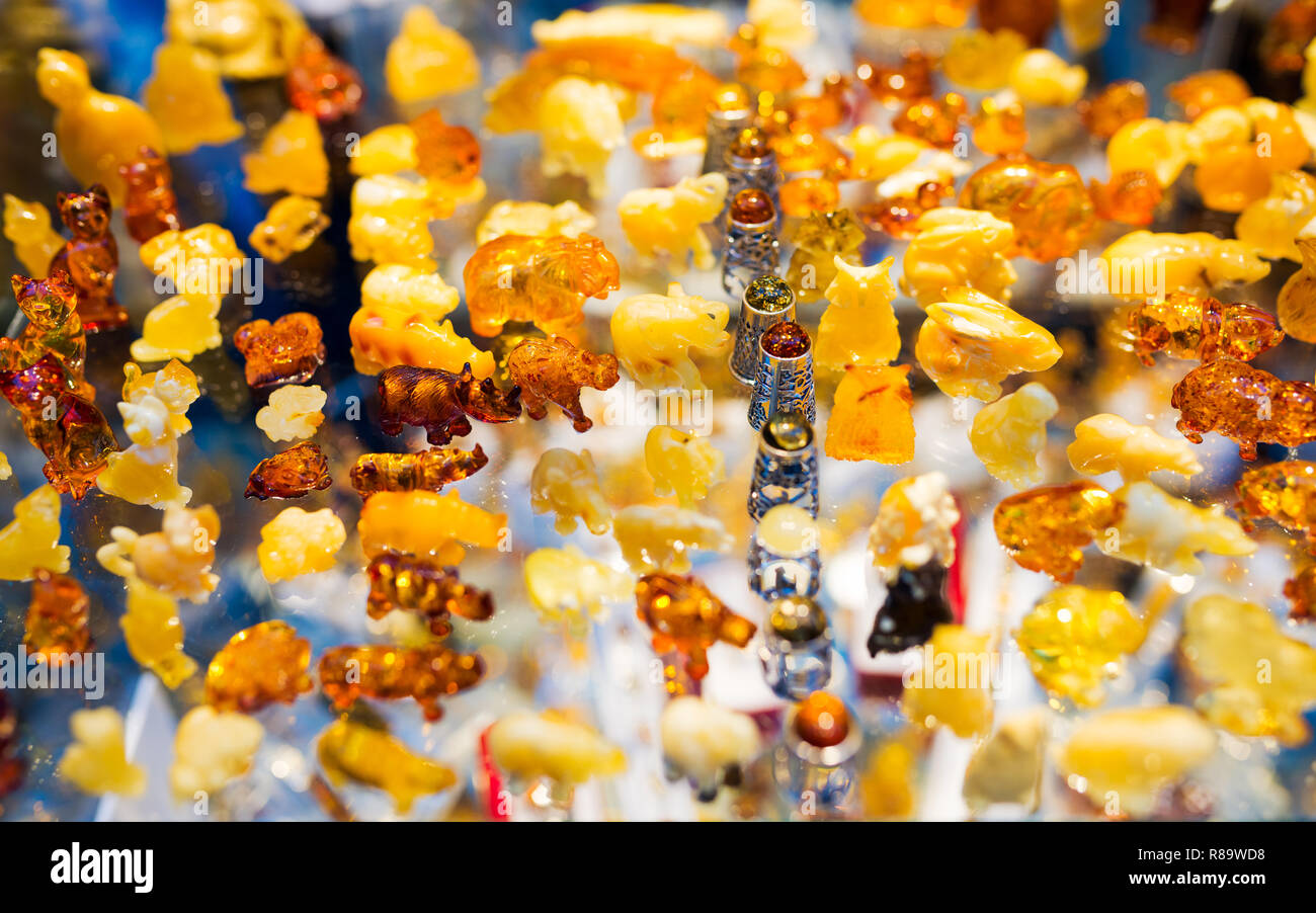 Colorful set of amber - a collection of animal figurines - a typical ...