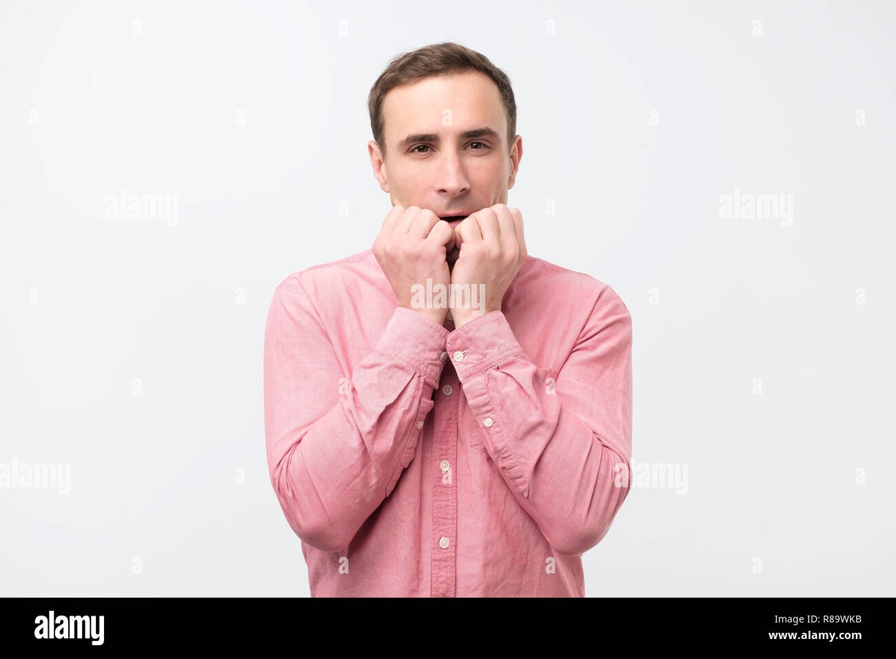 Scared boy model hi-res stock photography and images - Alamy