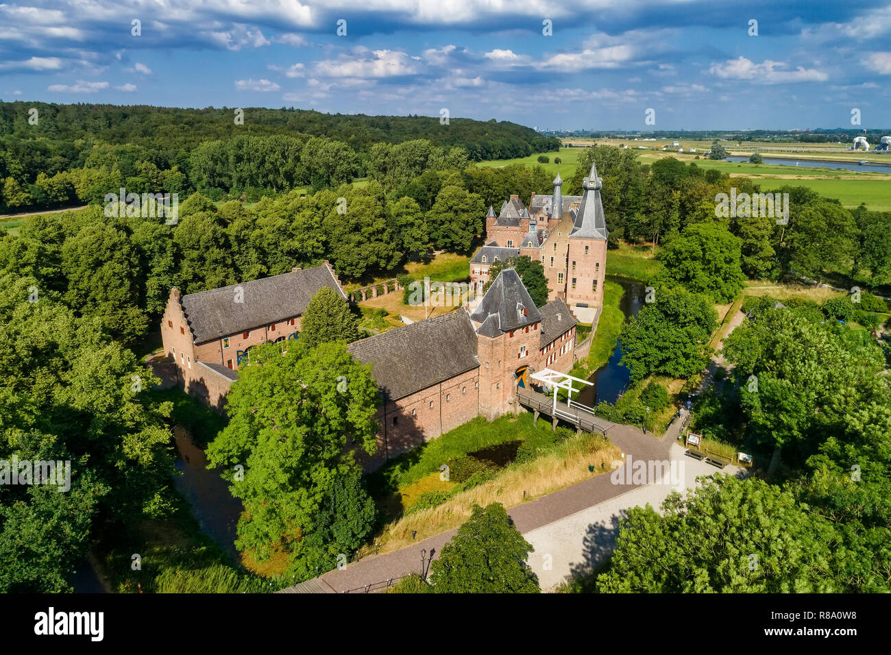Aerial view of Doorwerth Castle (in Dutch: Kasteel Doorwerth) is a ...