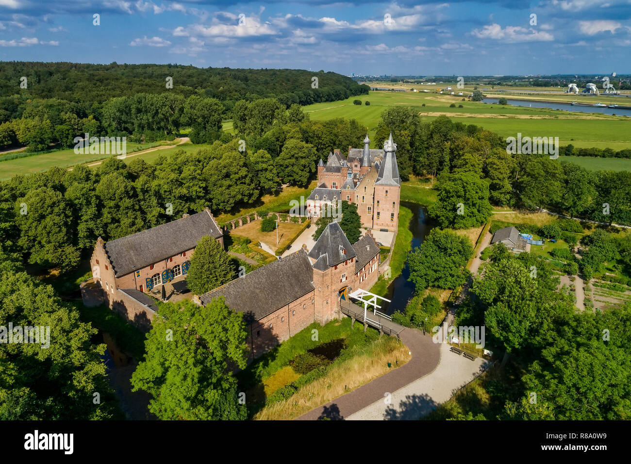 Aerial view of Doorwerth Castle (in Dutch: Kasteel Doorwerth) is a ...