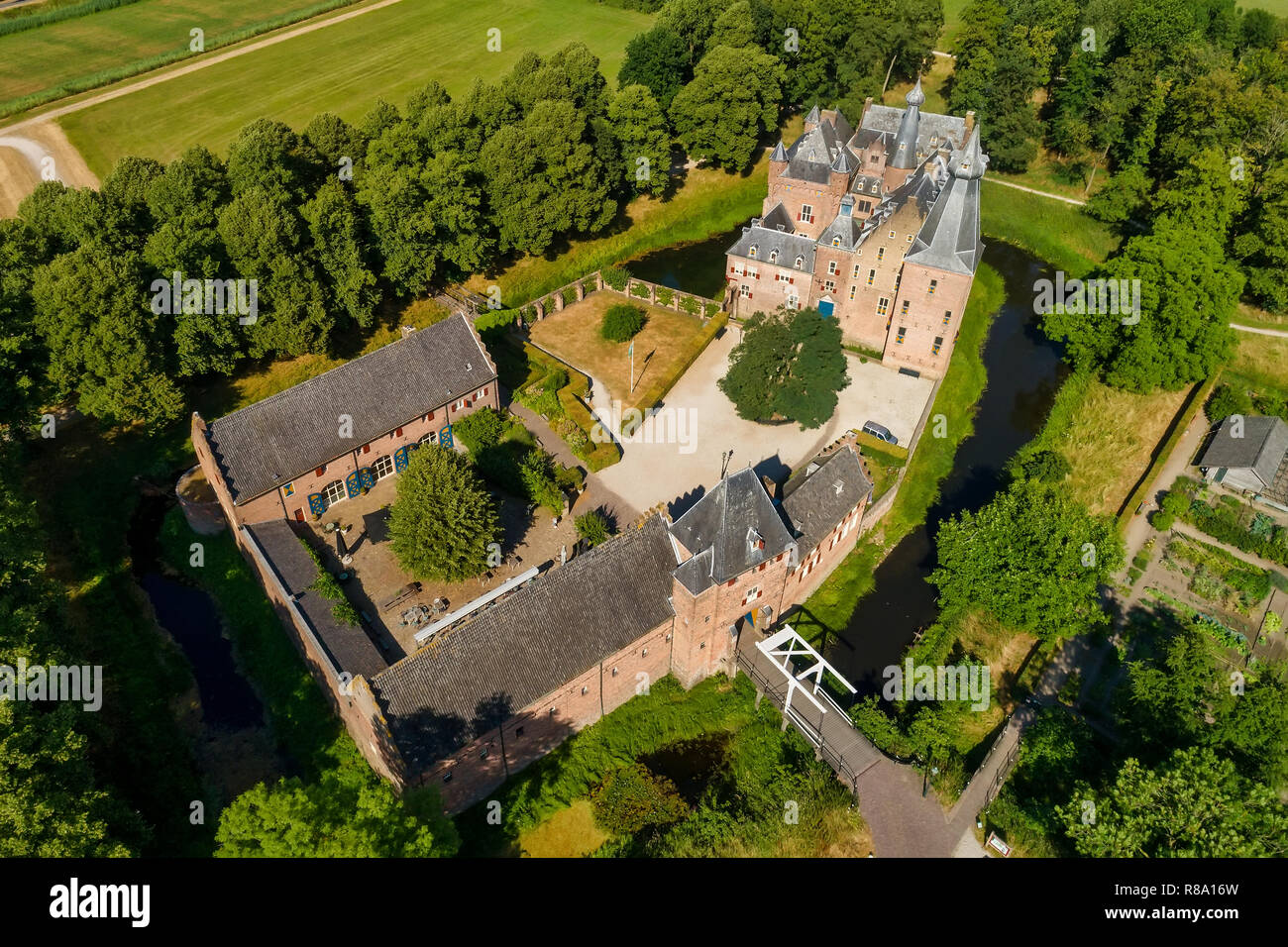 Aerial view of Doorwerth Castle (in Dutch: Kasteel Doorwerth) is a ...
