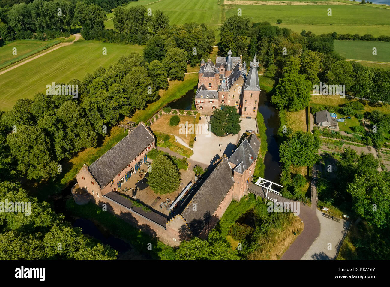 Aerial view of Doorwerth Castle (in Dutch: Kasteel Doorwerth) is a ...