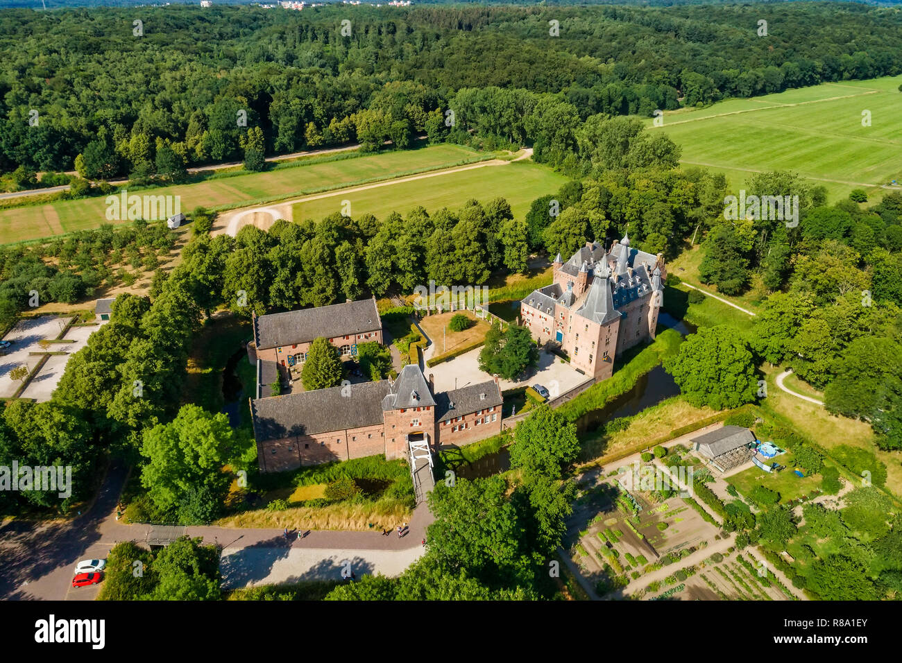 Aerial view of Doorwerth Castle (in Dutch: Kasteel Doorwerth) is a ...