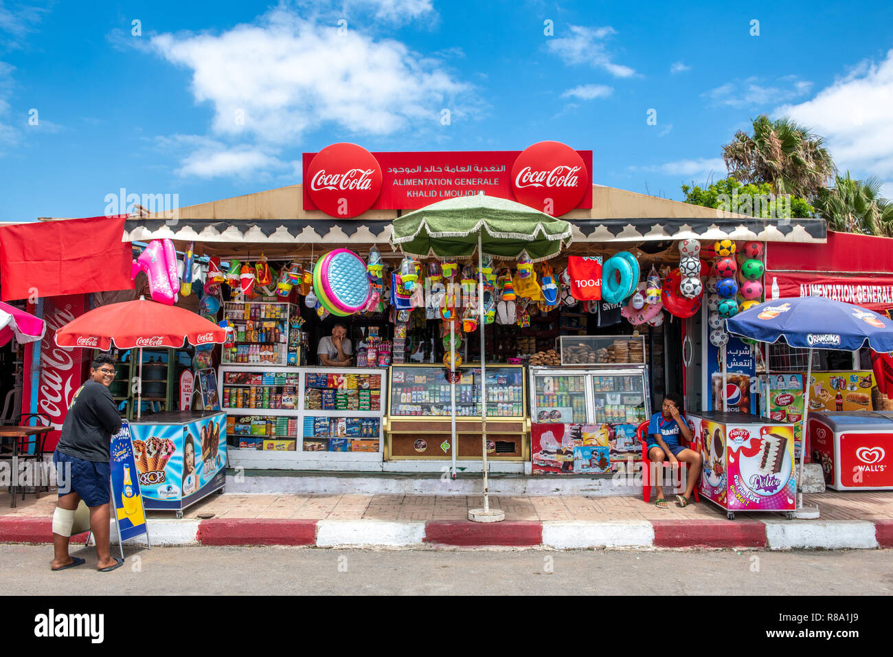 A colorful beach storefront, Bouznika, Casablanca-Settat, Benslimane ...