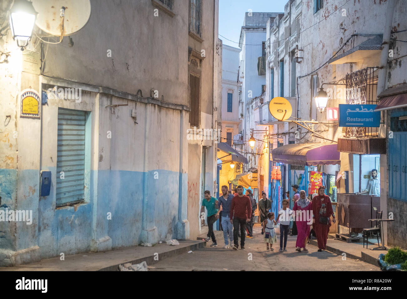 Busy Back Street in Larache, Morocco Stock Photo - Alamy