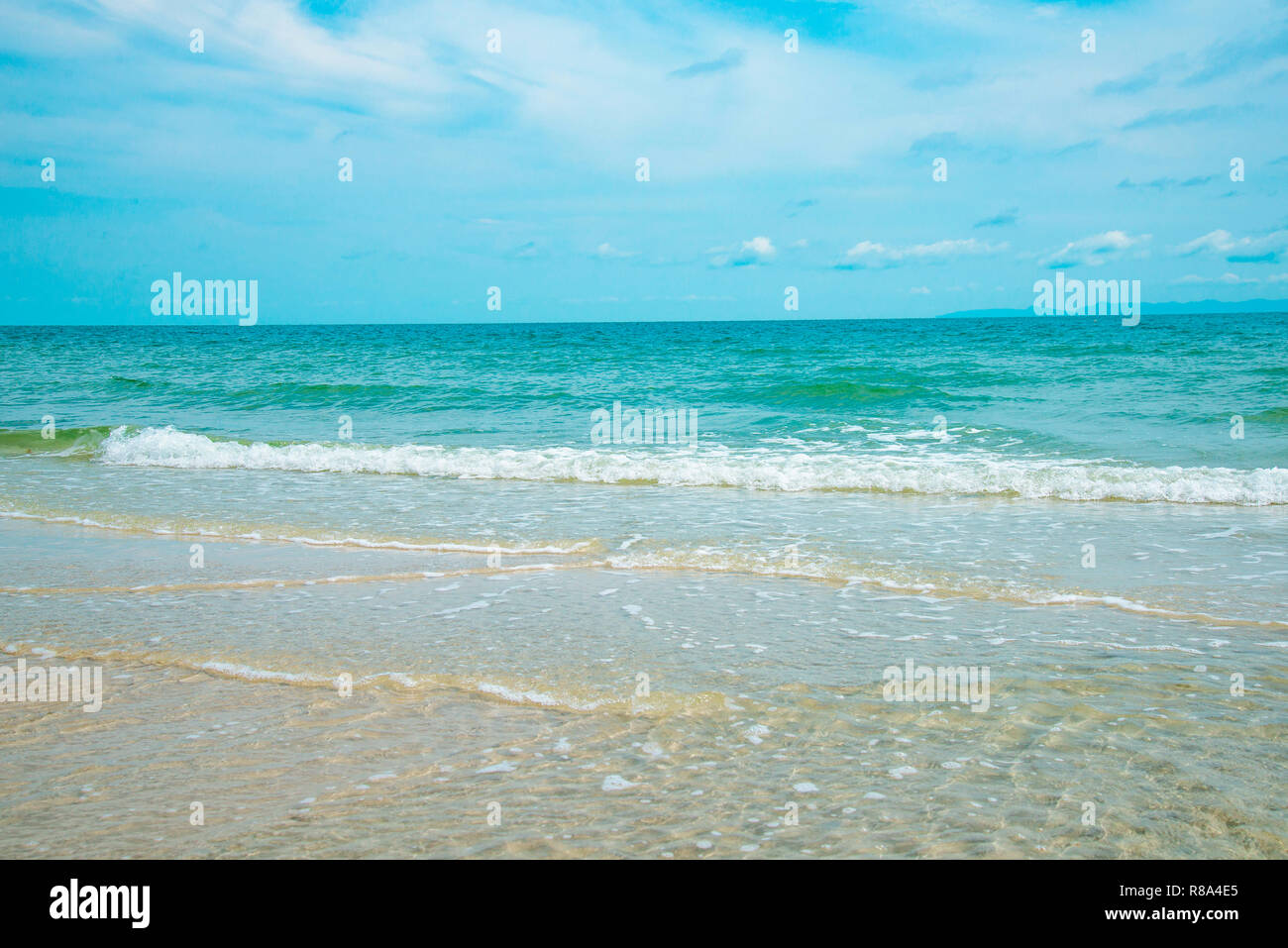 beach sea sand / empty sand beach with wave summer the ocean blue water ...