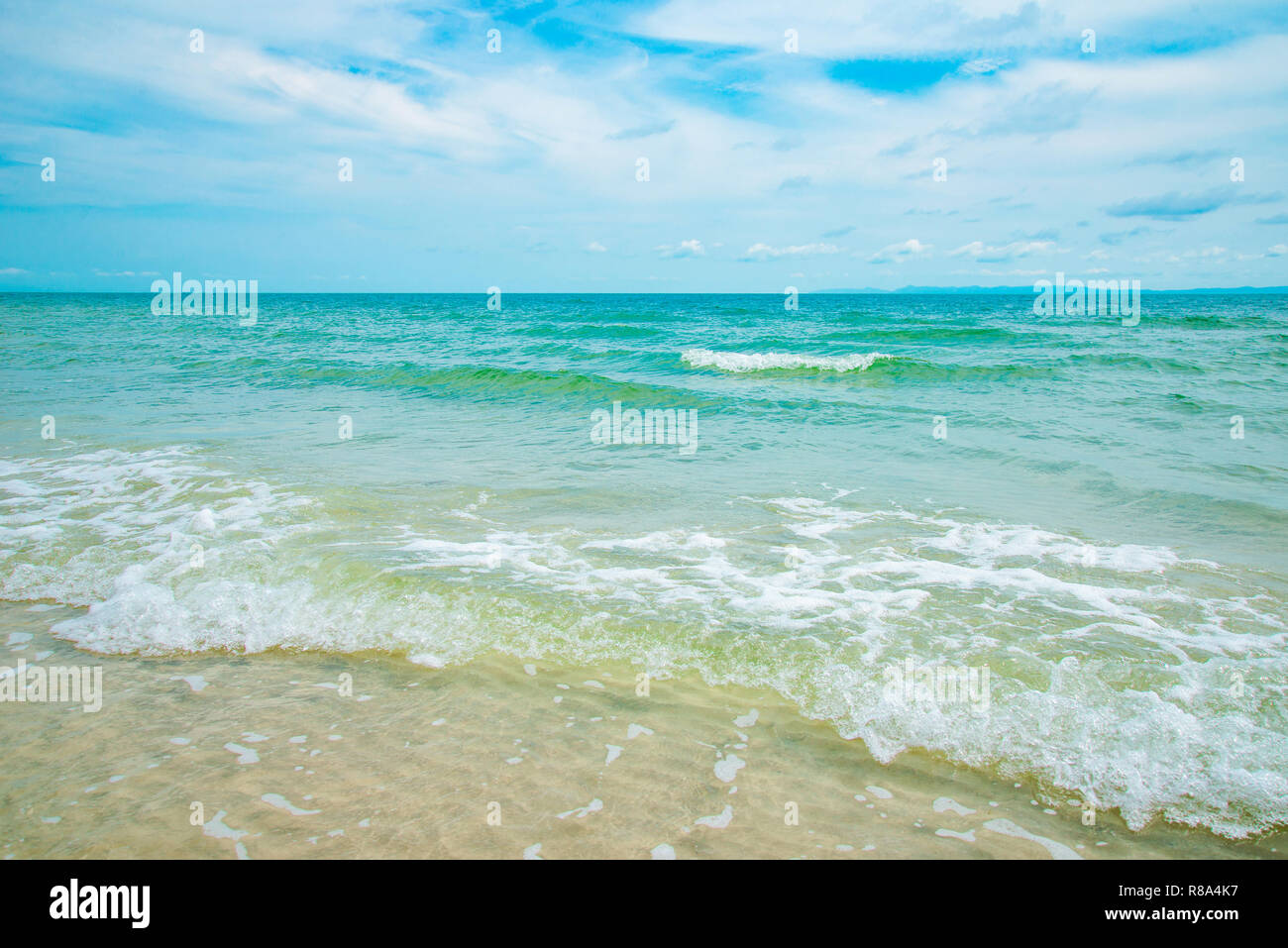 beach sea sand / empty sand beach with wave summer the ocean blue water ...