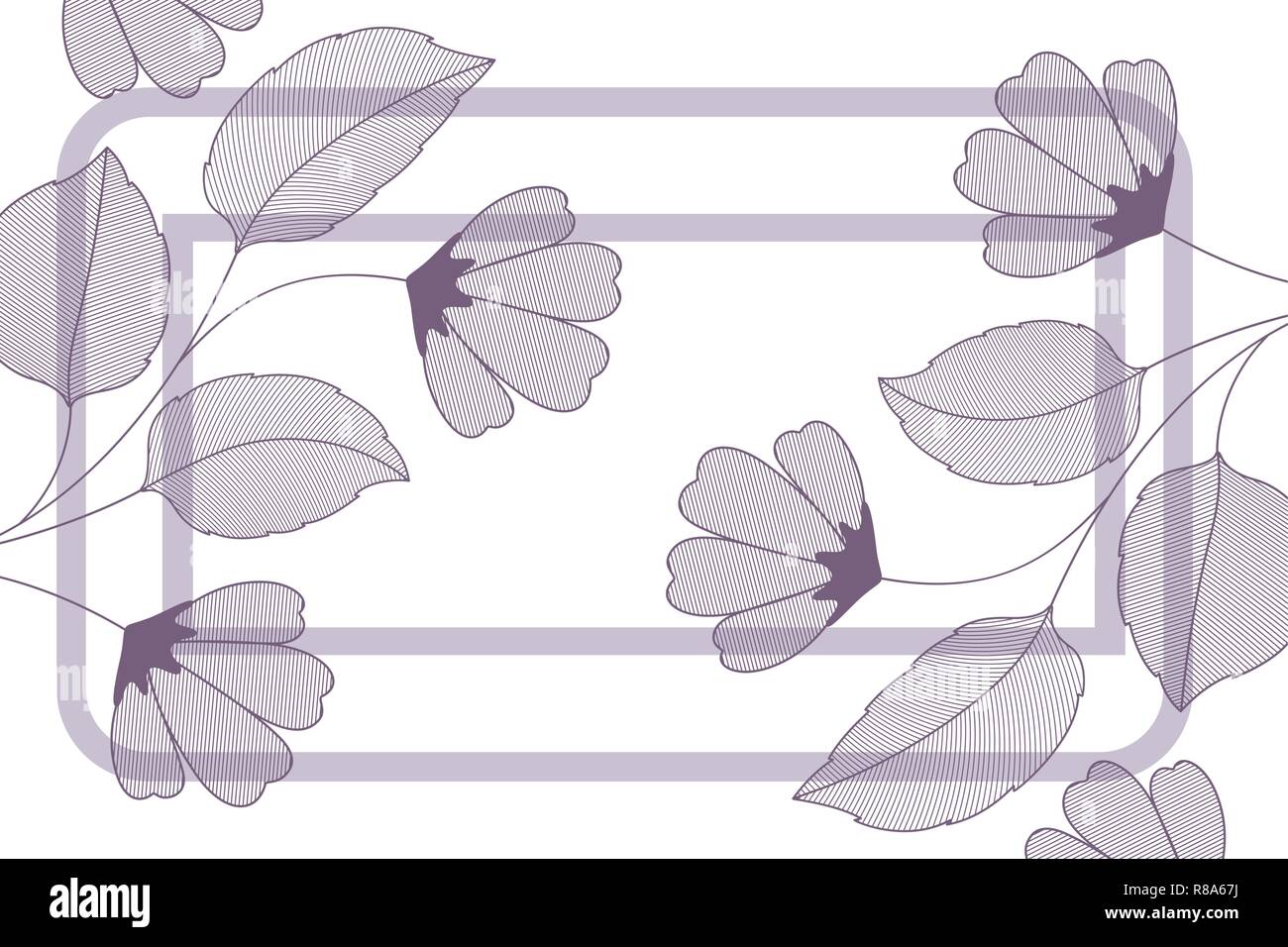 flowers with leaves and rectangle isolated icon Stock Vector Image ...