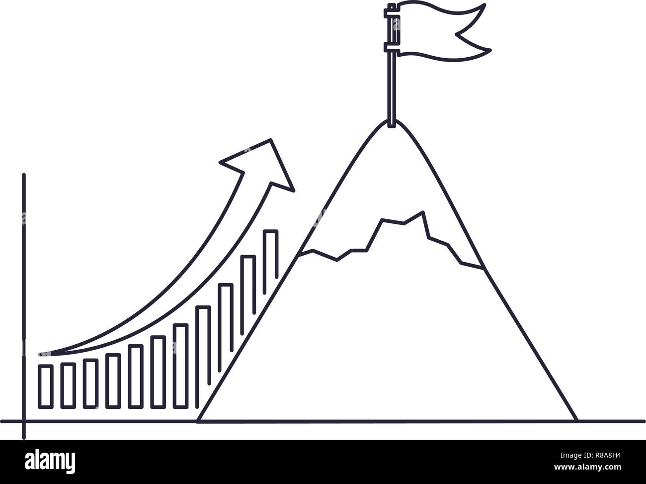 mountain with flag and arrow up isolated icon Stock Vector Image & Art ...