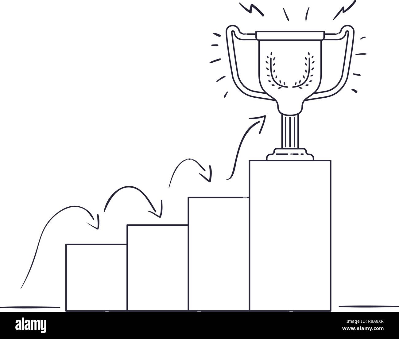 bar chart with trophies isolated icon Stock Vector Image & Art - Alamy