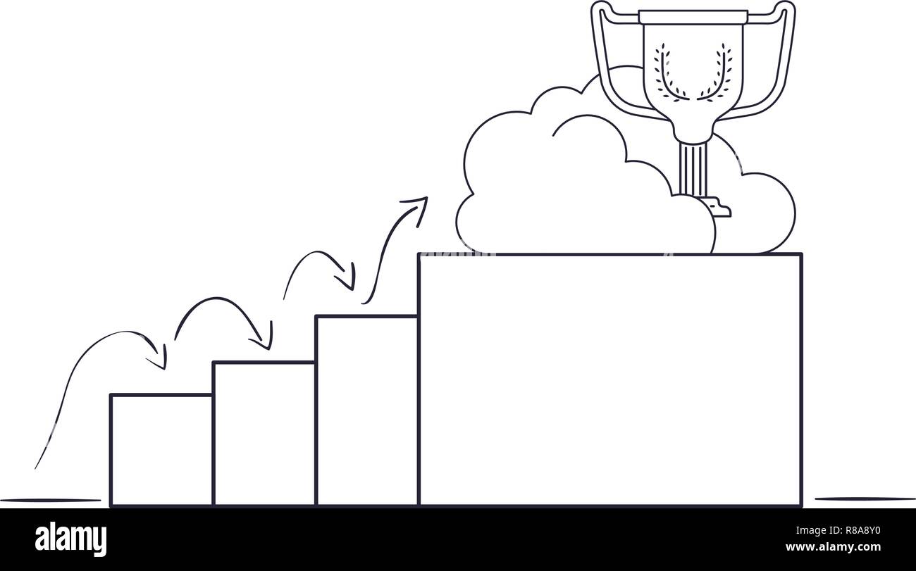 bar chart with trophies isolated icon Stock Vector Image & Art - Alamy