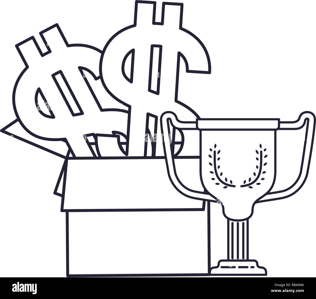 cardboard box with symbol of dollar and trophy Stock Vector Image & Art ...