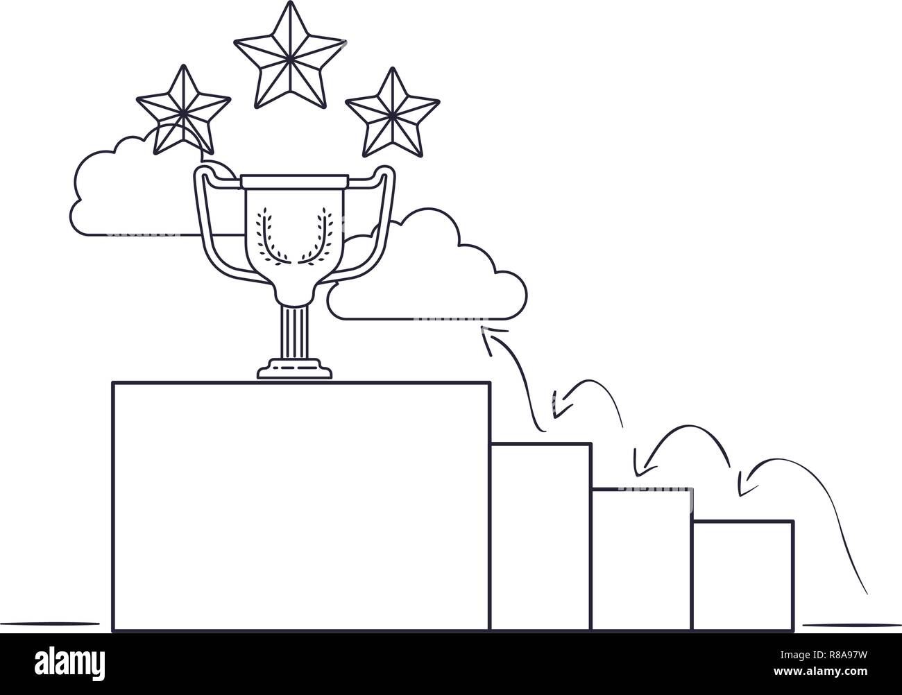 bar chart with trophies isolated icon Stock Vector Image & Art - Alamy