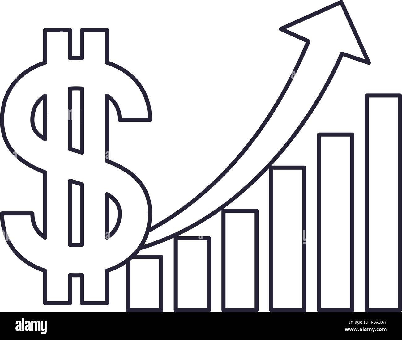 dollar symbol with bar graph isolated icon Stock Vector Image & Art - Alamy