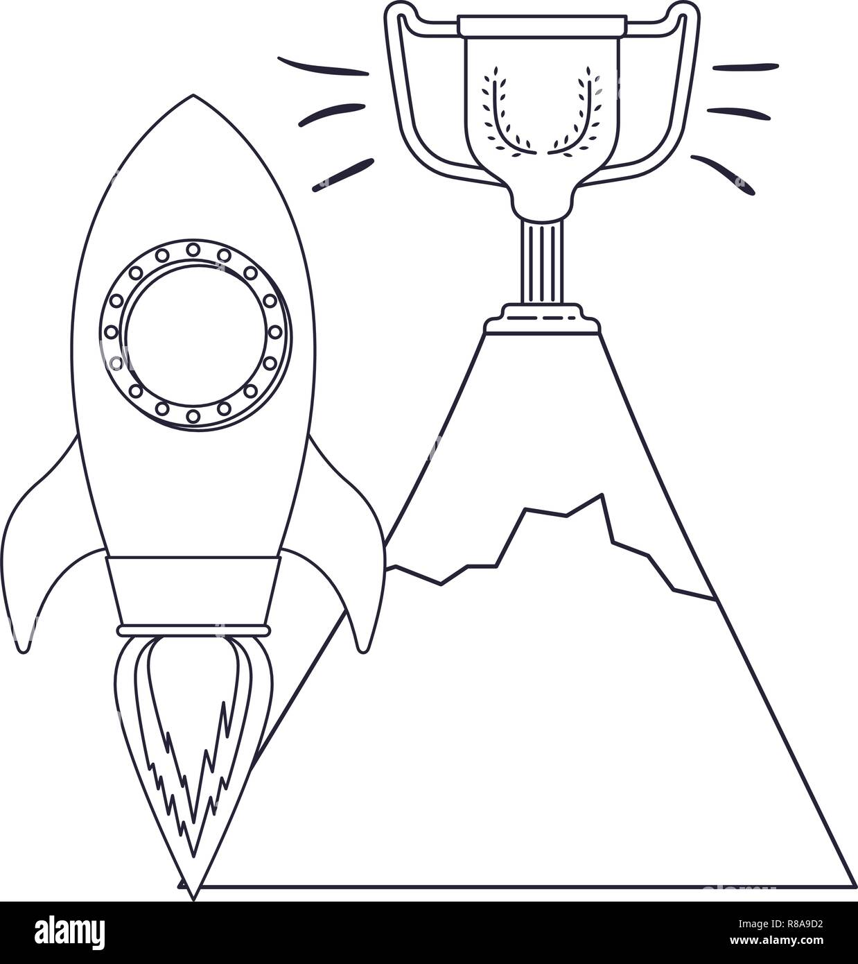 rocket with trophy isolated icon Stock Vector Image & Art - Alamy