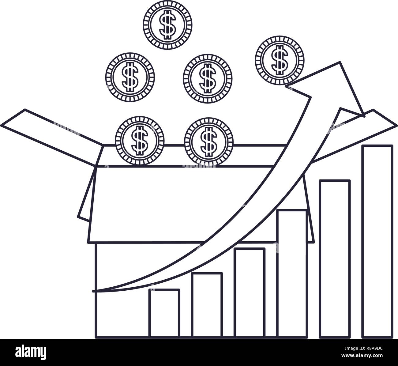 bar chart with coins isolated icon Stock Vector Image & Art - Alamy