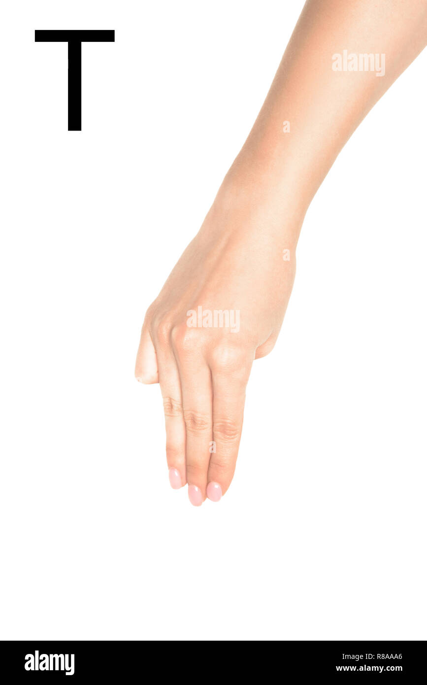 female hand showing cyrillic letter, sign language, isolated on white ...