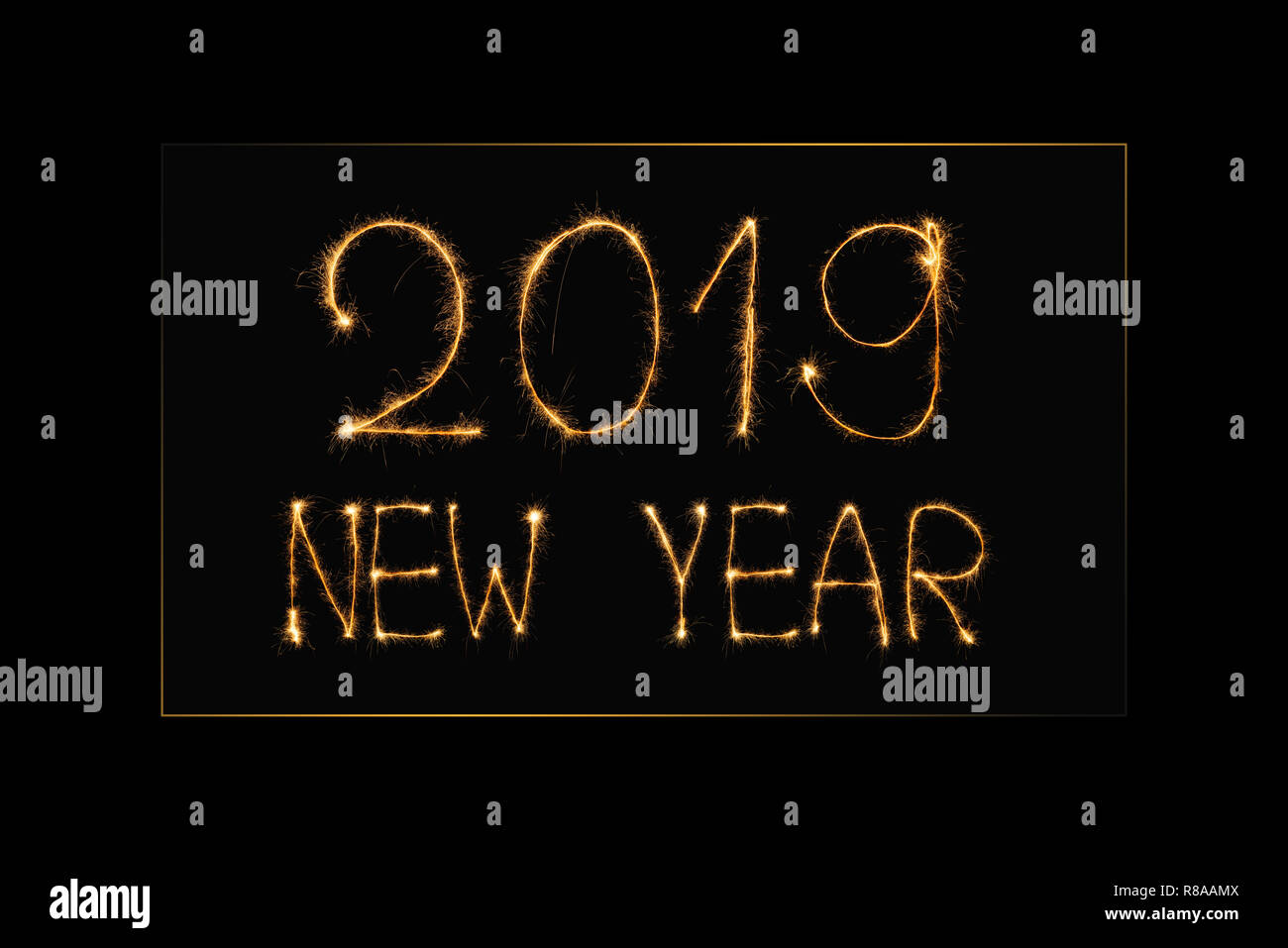 close up view of 2019 new year light sign on black background Stock ...