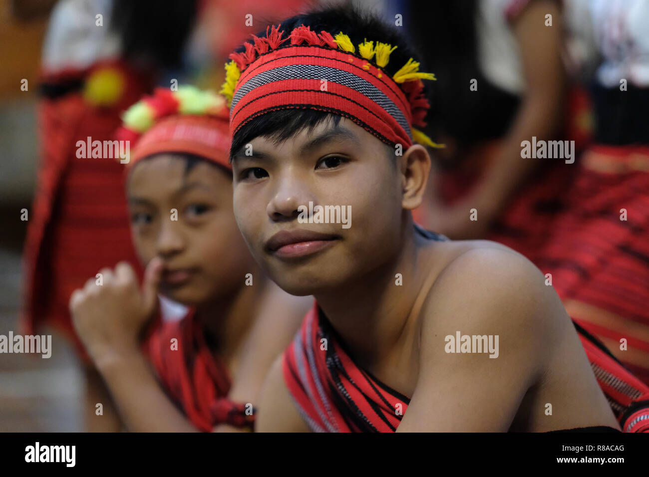 Young members of the Ifugao community wearing traditional clothing at ...