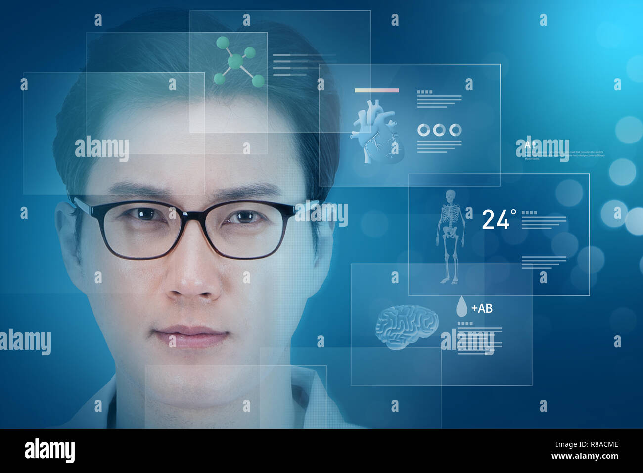 Artificial intelligence concept, Man and woman with future high tech ...