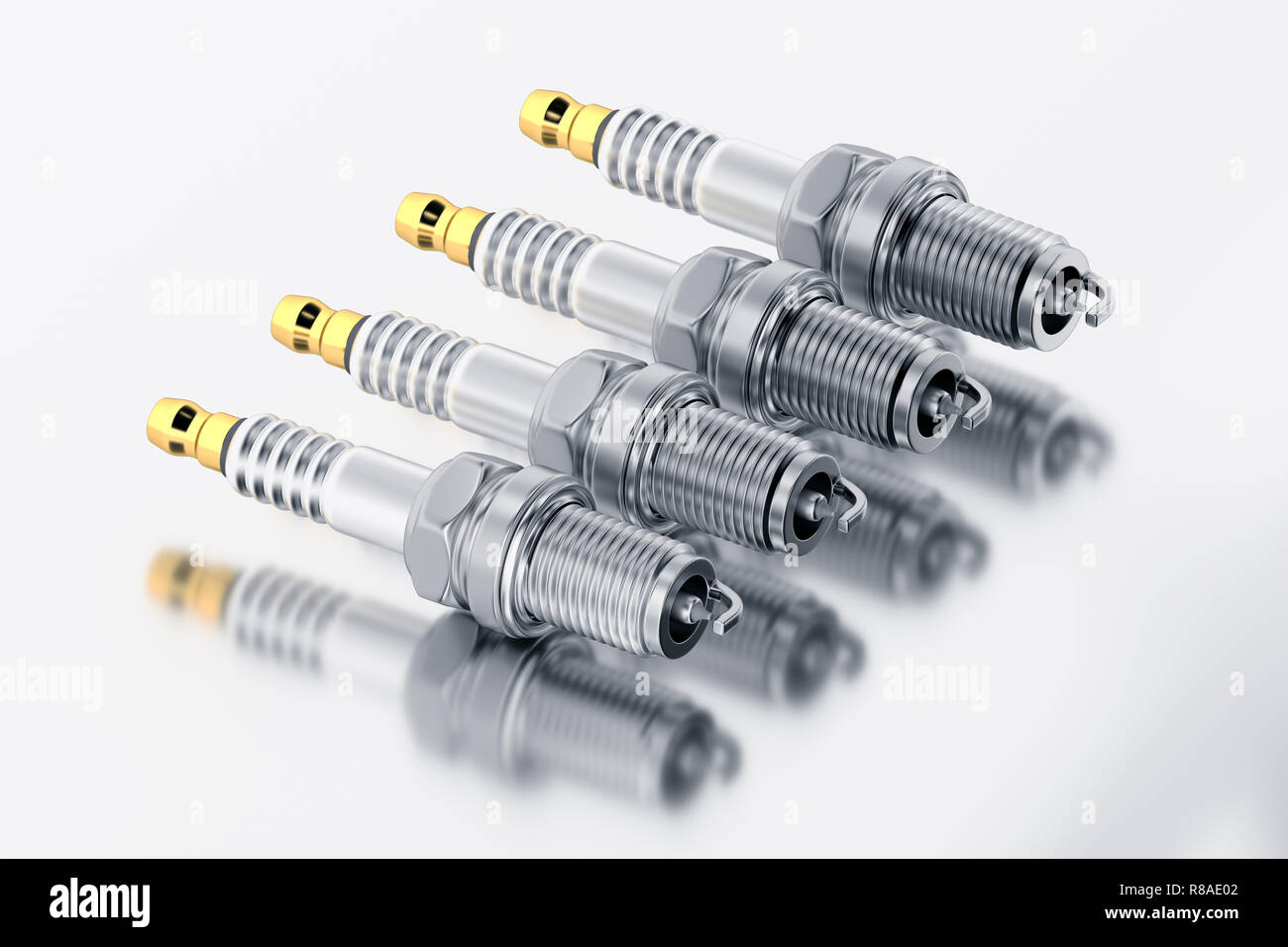 3D Spare parts spark plugs on white background for car and motorcycle ...