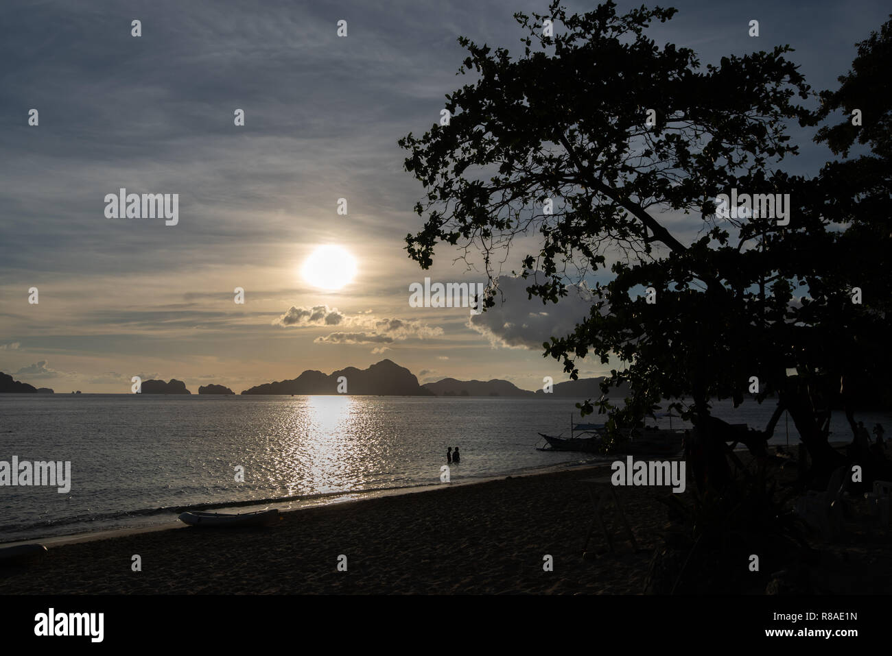 Sunset in 7 Commandos island in El nido, Palawan, Philippines Stock ...