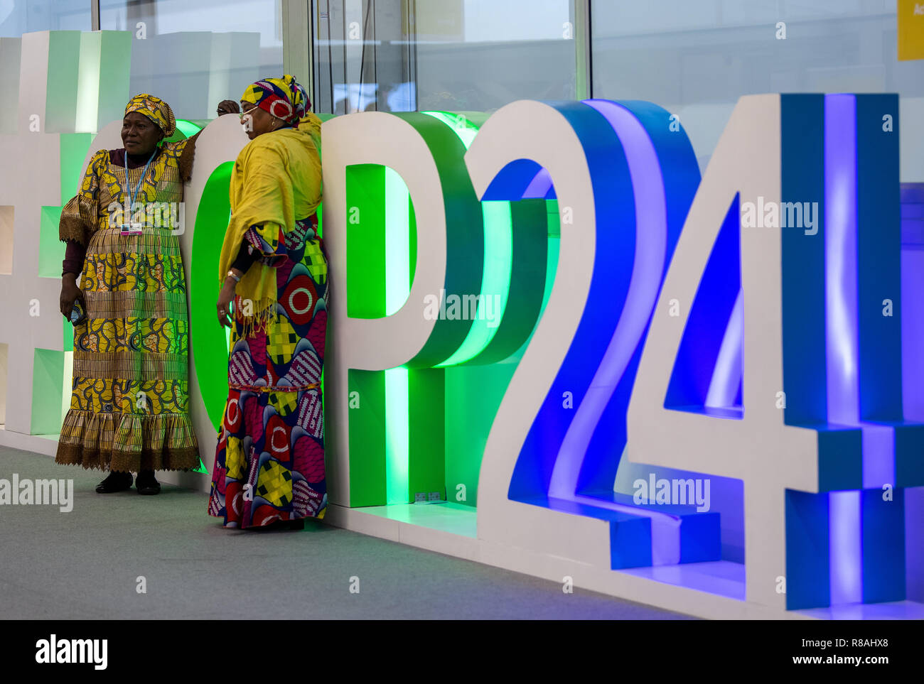 Katowice, Poland. 14th Dec, 2018. Two participants of the world climate ...